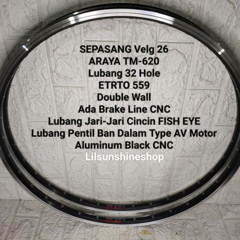 Jual Velg Rims 32h Sepeda 26 Araya Tm-620 Rim 32 Hole Double Wall Black ...