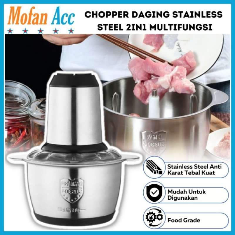 Jual Chopper Daging Stainless 2in1 Penggiling Daging Sayuran Bumbu ...