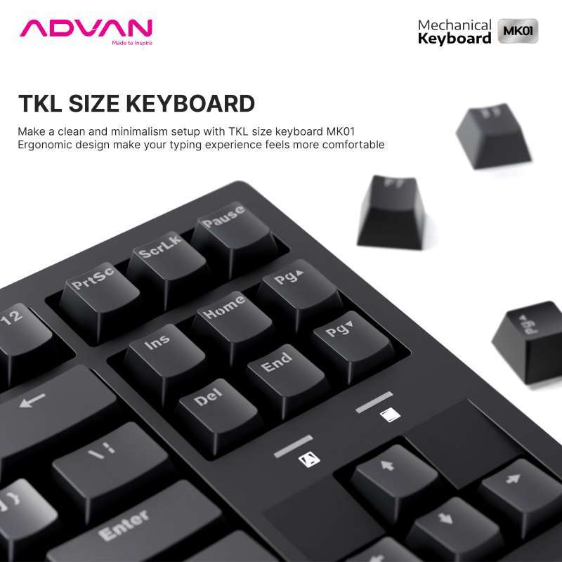 Promo Mechanical Keyboard Advan Mk01 Gaming Keyboard Tkl Rainbow ...