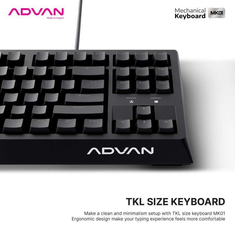 Promo Mechanical Keyboard Advan Mk01 Gaming Keyboard Tkl Rainbow ...