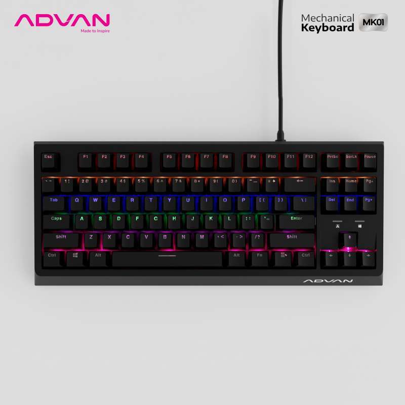 Promo Mechanical Keyboard Advan Mk01 Gaming Keyboard Tkl Rainbow ...