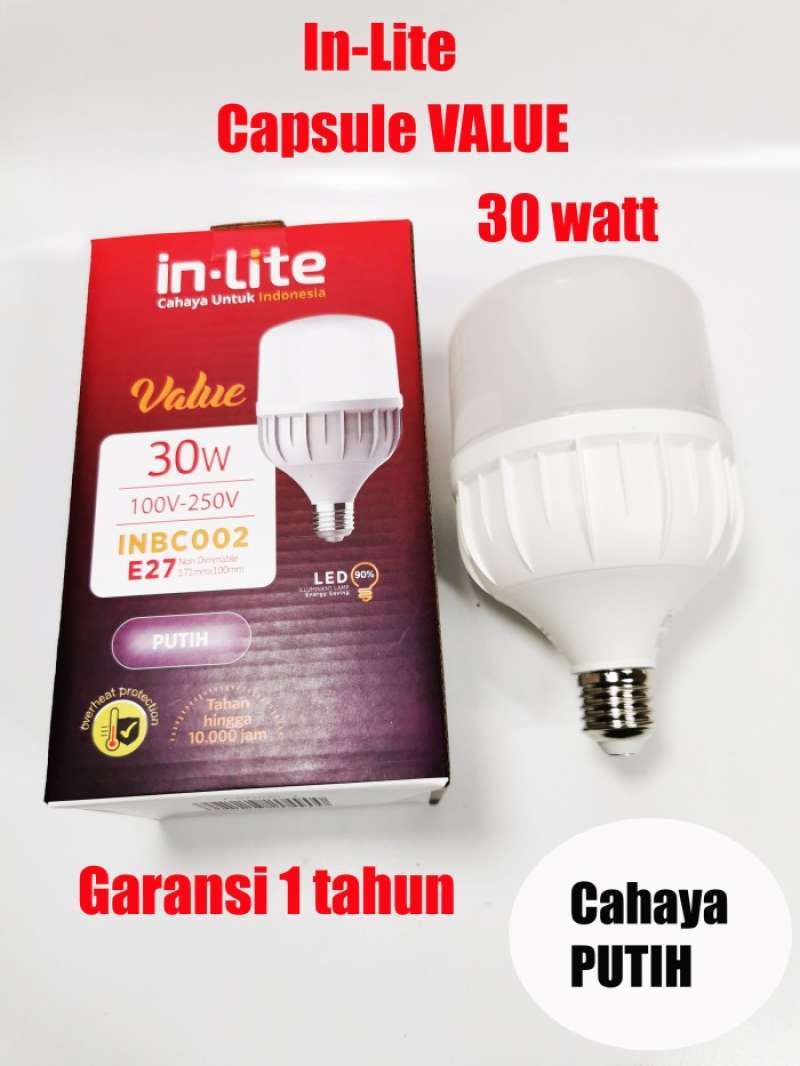 Promo Cahaya Putih Value Lampu Capsule Led 30w Merk In-lite In Lite Grs 1 Th Diskon 23% Di ...