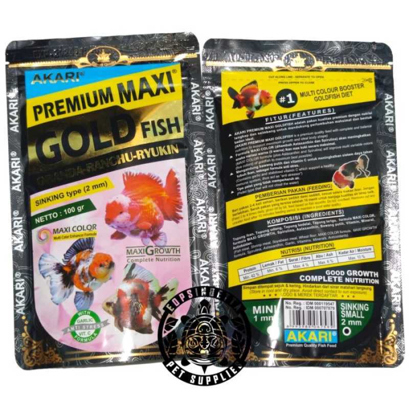 Promo Akari Gold Fish Premium Maxi / Red Pellet Ikan Mas Koki 100 Gram ...