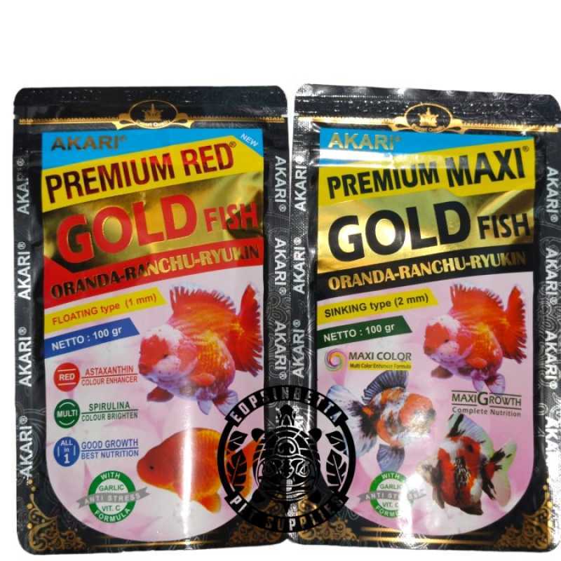 Promo Akari Gold Fish Premium Maxi / Red Pellet Ikan Mas Koki 100 Gram ...
