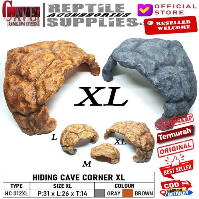 Promo Hc012xl Corner Hiding Cave Sembunyi Kura Sulcata Tortoise Reptile ...