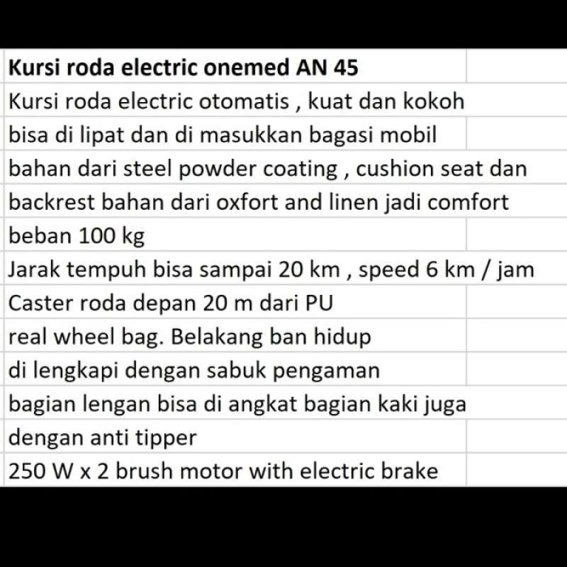 Promo Kursi Roda Listrik Elektrik Onemed An 45 Electric Wheel Chair ...