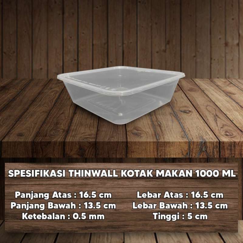 Jual Kotak 1000ml Square / Lunch Box/ Thinwall/food Container - Rect Di ...