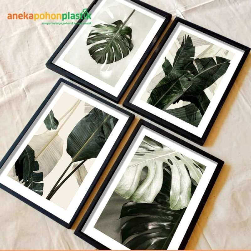 Promo Wall Decor Tanaman Pisang Monstera Black Gold Artificial Frame ...