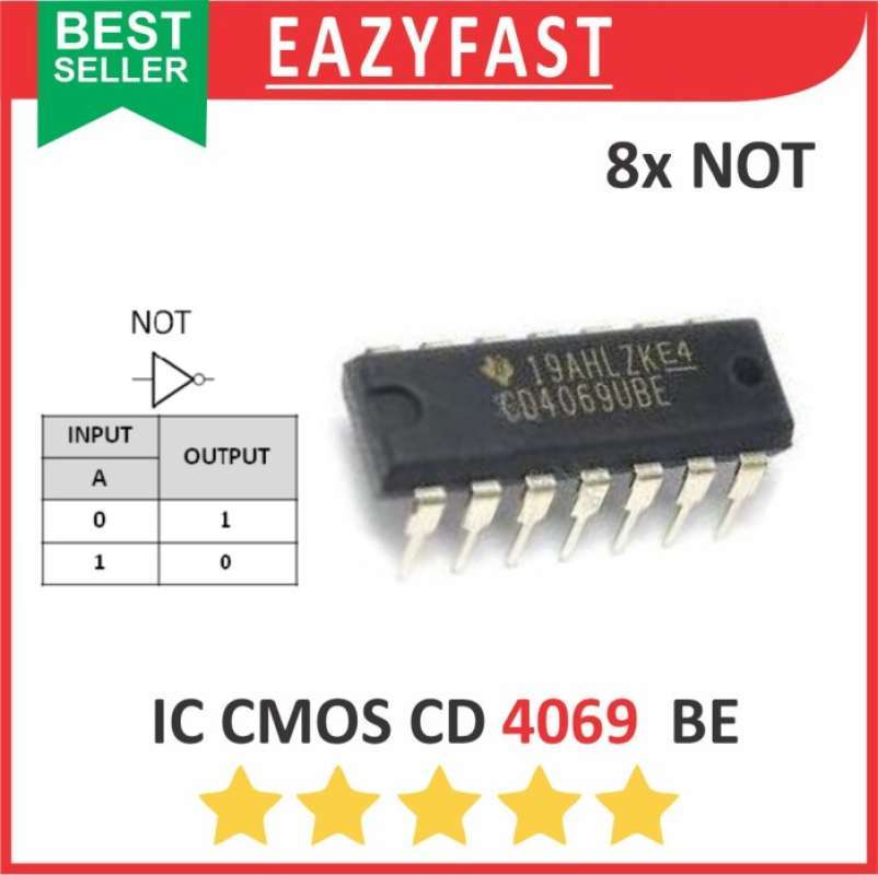 Jual Ic Cmos Cd 4069 Be Dip Gerbang Logika Not Invert Inverter Logic Gate Cd4069be Cd4069 4069be ...