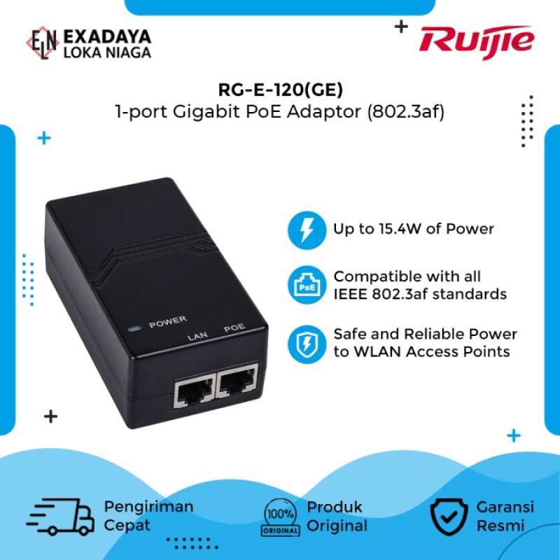 Promo Ruijie Rg-e-120(ge) Power Over Ethernet Adaptor Poe Rg-e-120 Ge ...