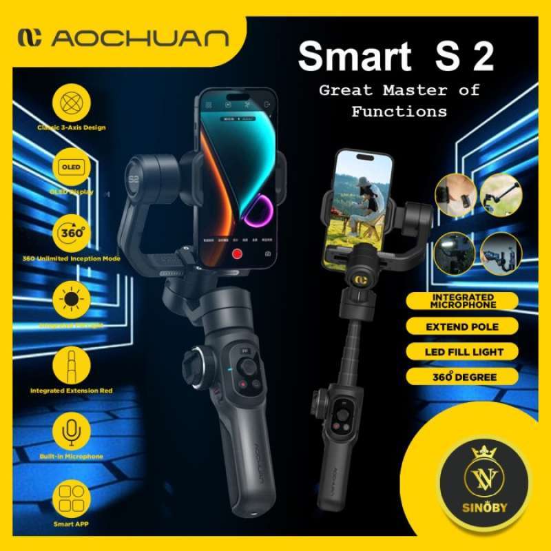 Promo Aochuan Smart S2 Gimbal 3-axis Stabilizer Hp Integrated Mic,light ...