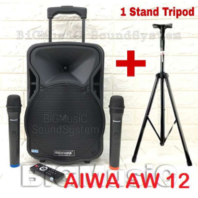 Promo Speaker Portable 12 Inch Aiwa Aw 12 Usb Bt Fm 2 Mic Karaoke ...