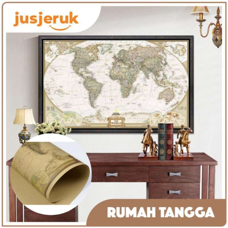 Promo Jfactory Poster Peta Dunia Large Vintage World Map Hiasan Dinding ...