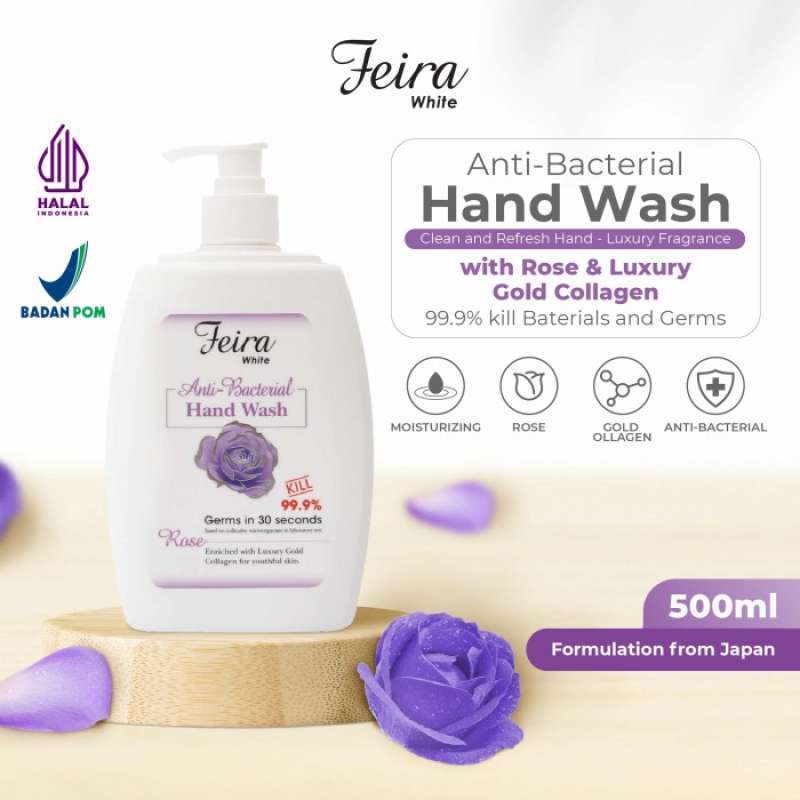 Jual Feira White Anti-bacterial Hand Wash With Rose & Gold Collagen ...