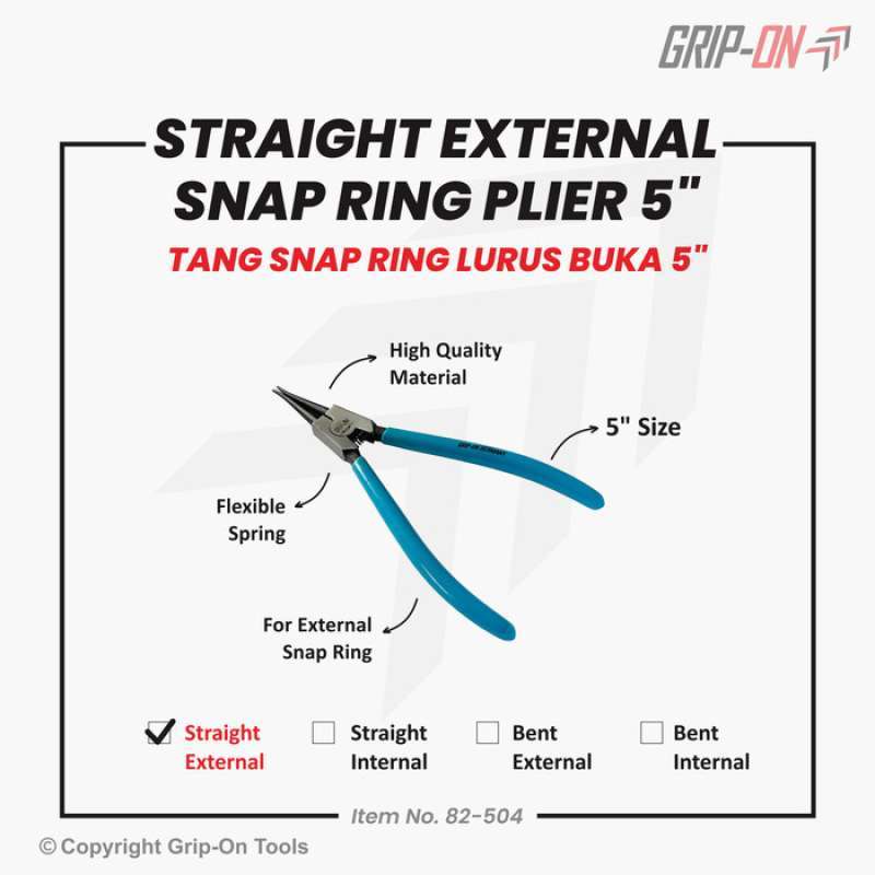 Jual Grip-on Tang Snapring 5 Tang Spi Circlip Pliers 5 Inch (se/si/be ...