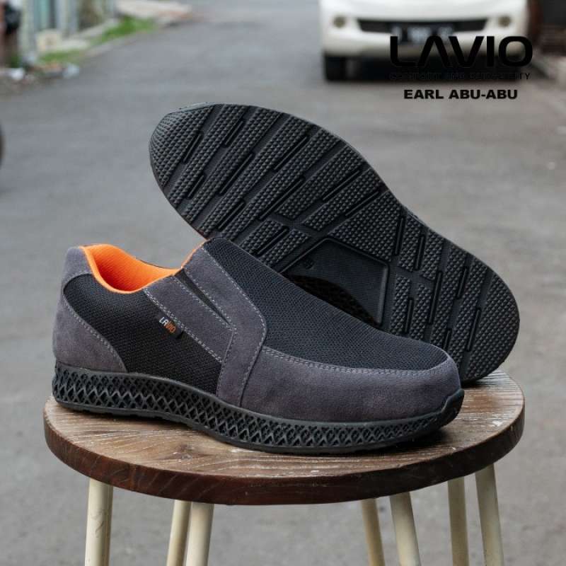 Promo Sepatu Safety Sneaker Sport Ujung Besi Slip On Earl Nyaman - Abu ...