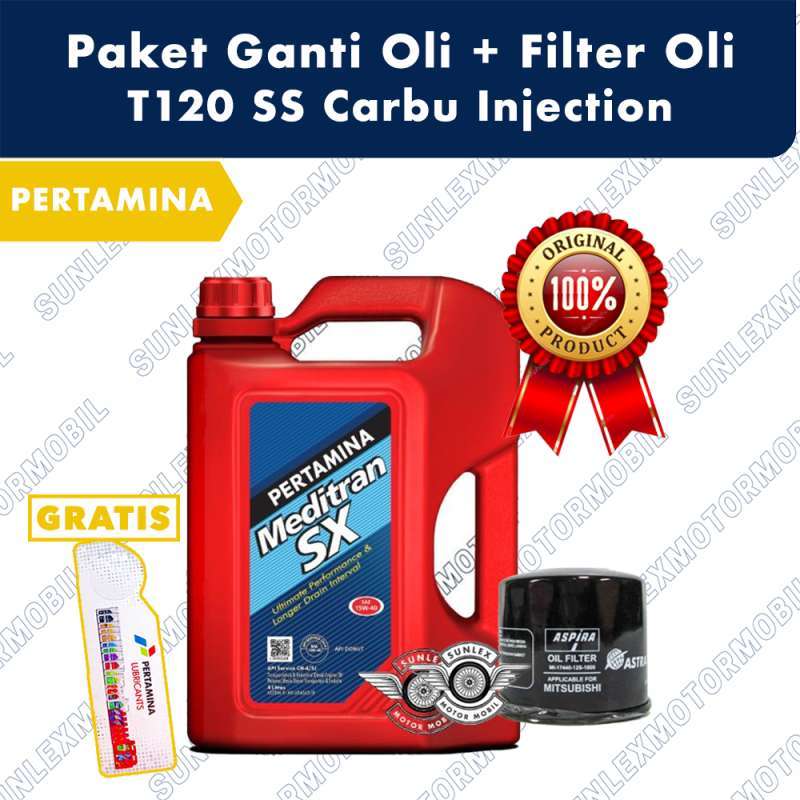 Jual Paket Ganti Oli Meditran Sx 4l + Filter Oli 12s-1800 T120ss Carbu ...