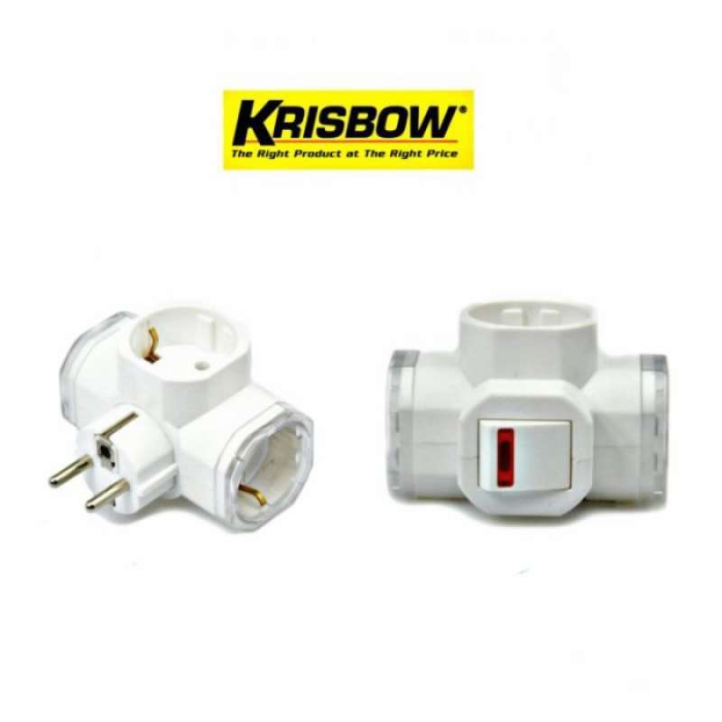 Jual Colokan Listrik 3 Lubang Krisbow / Steker T / Krisbow Stop Kontak ...