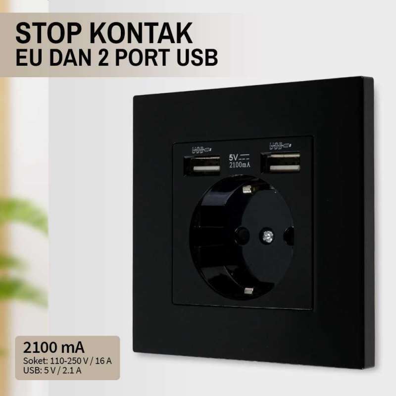Jual Stop Kontak Eu Colokan Listrik Dinding Dan 2 Port Usb 2100 Ma ...