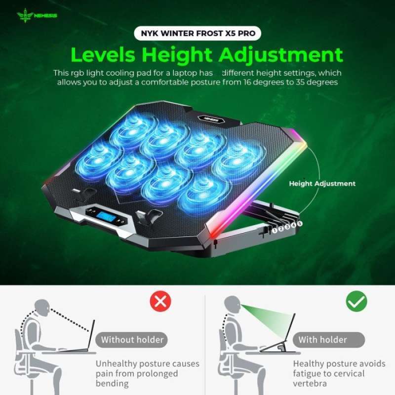 Jual Nyk Nemesis Winter Frost X5 Pro Cooling Fan Pad Pendingin Laptop ...