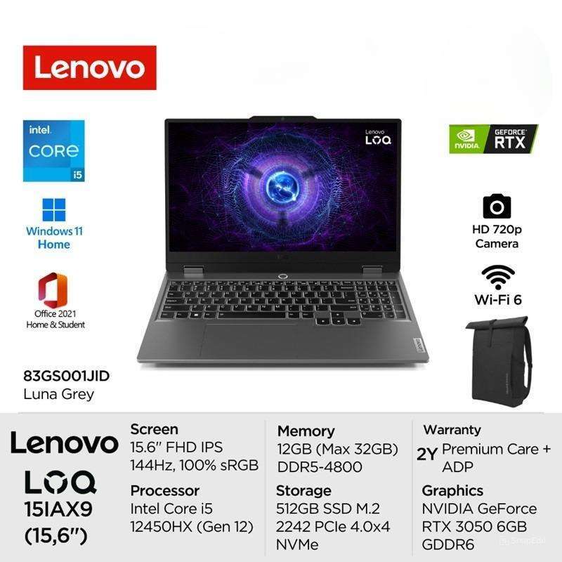 Promo Laptop Lenovo Loq 15iax9-1jid I5-12450hx 12gb Ssd 512gb Rtx 3050 ...