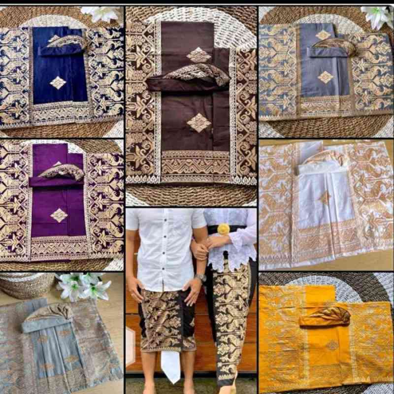 Jual Set Couple Pakaian Adat Bali Pria Wanita Kain Kamen Saput Udeng ...
