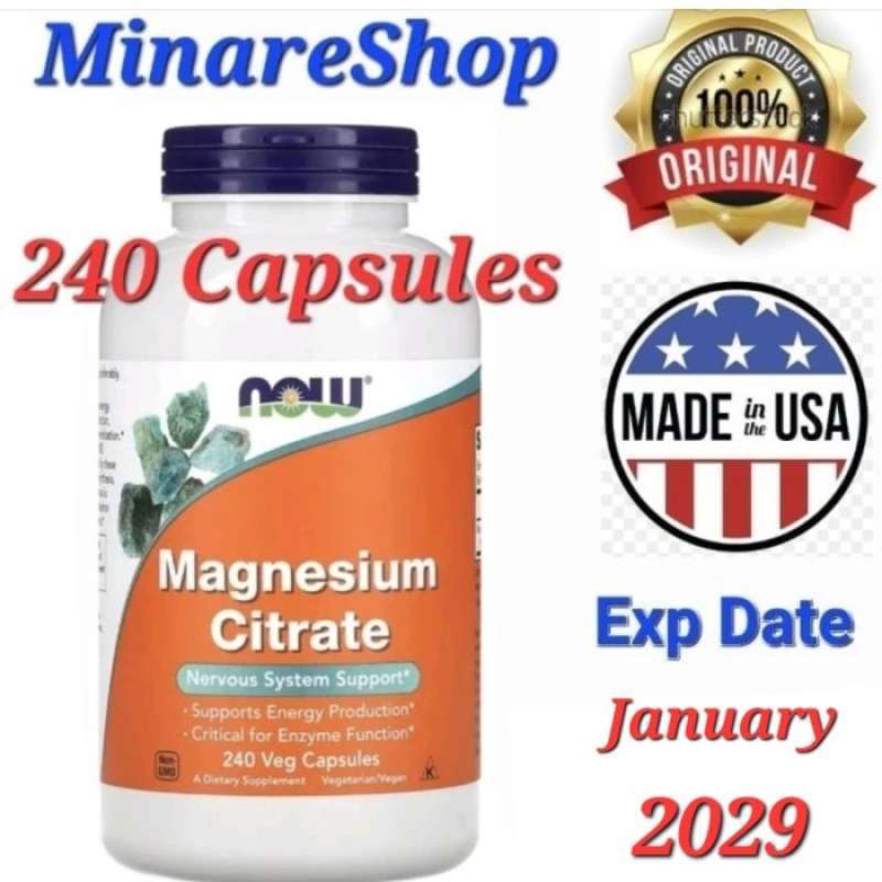 Promo Now Foods Magnesium Citrate, 240 Veg Capsules Enzim Saraf Energy ...