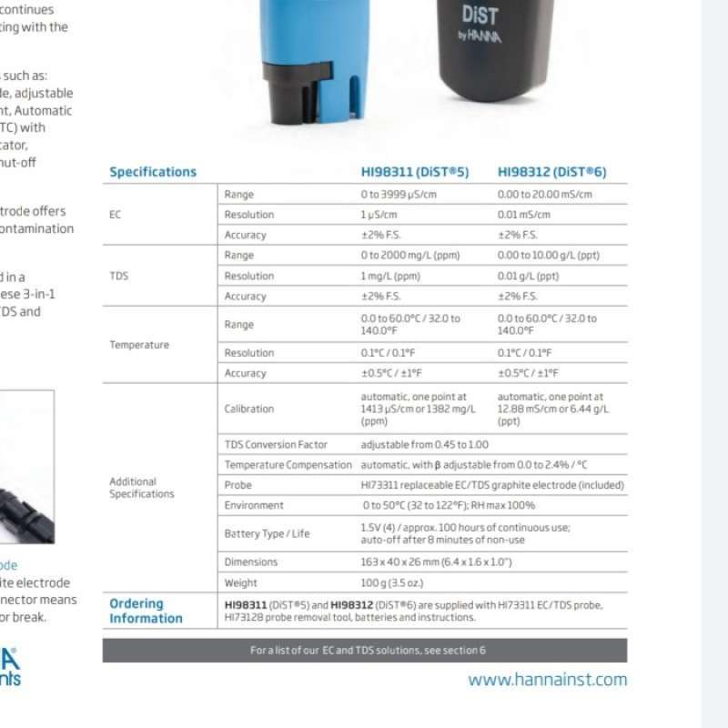 Promo Hanna Instruments Hi-98311 Ec, Tds And Temperature Tester, Low ...