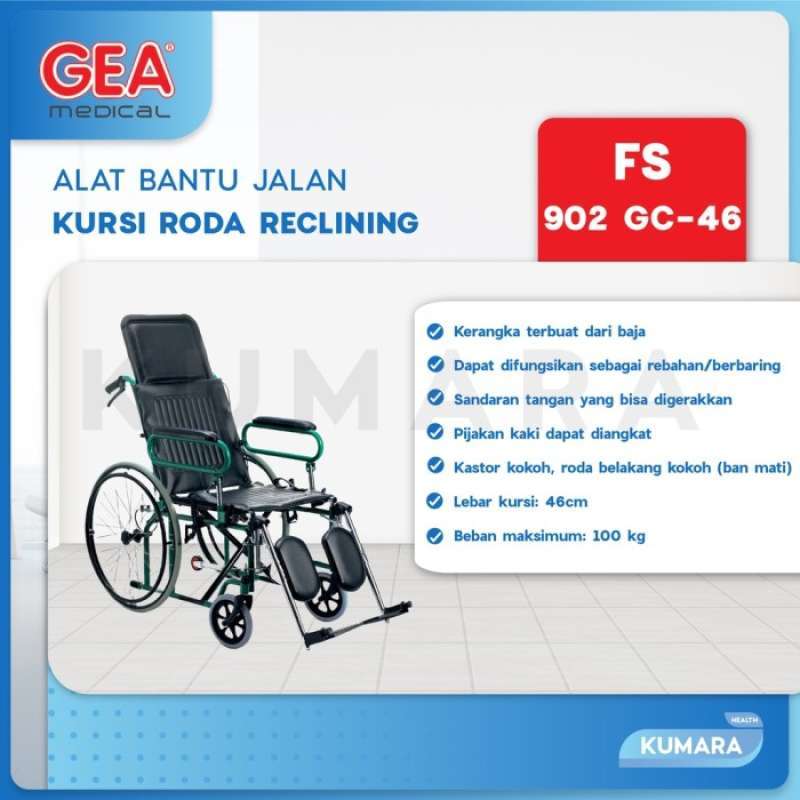 Promo Gea - Kursi Roda Reclining Fs 902 Gc-46 / Kursi Roda Baring ...