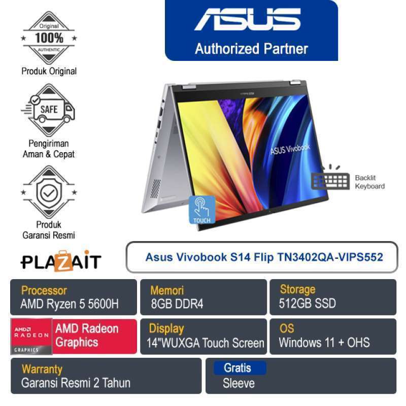 Jual Asus Vivobook S 14 Flip Tn3402qa-vips552/r5-5600h/8g/512gb/amd ...