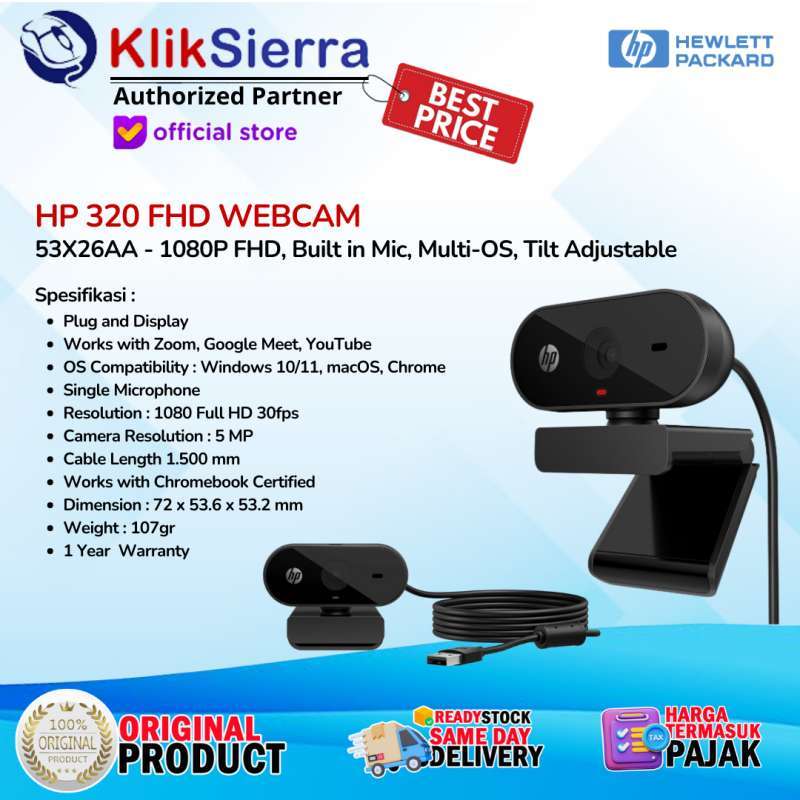 Jual Hp 320 Fhd Webcam 1080p Full Hd - For Microsoft Teams Zoom Google ...