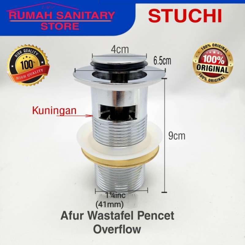 Promo Afur Wastafel Stuchi Ssa 312 Of Kepala Sifon Pop Up Pencet Kuningan Baru Diskon 30% Di ...