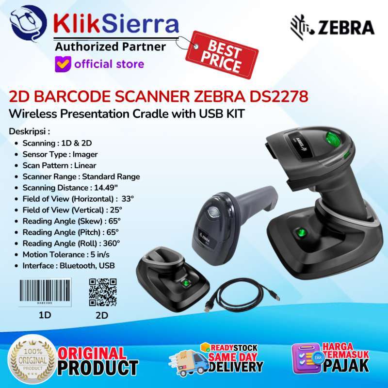 Jual Zebra Ds-2278 Wireless 2d Barcode Scanner Symbol Ds2278 Bluetooth Di Seller Kliksierra.com ...