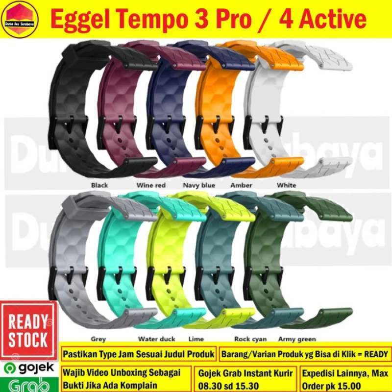 Jual Strap Eggel Tempo 3 Pro / 4 Active / 22mm Rubber Diamond Tali Jam ...