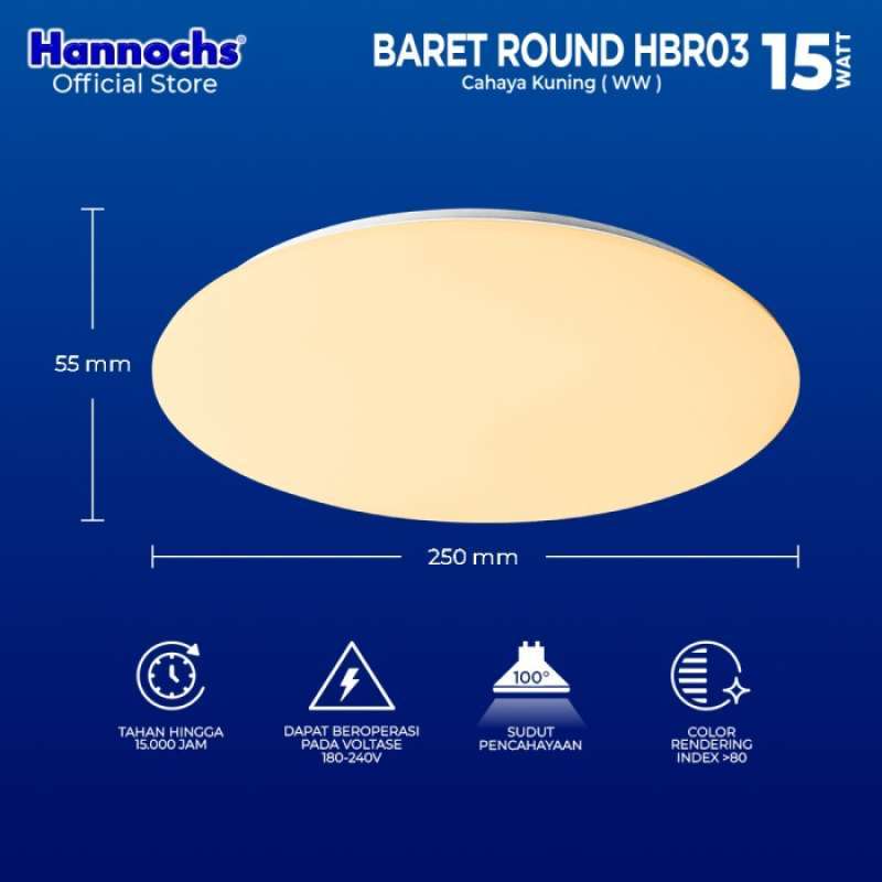 Promo Lampu Downlight Led Baret Round Hbr03 15w Cahaya Kuning Diskon 23 ...