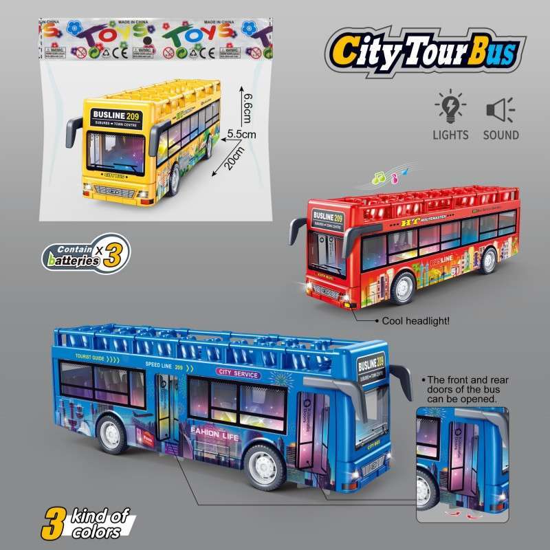Promo 【duffy Toys】bus Ganda/lampu Pintu Terbuka Musik Bus Umum Model ...