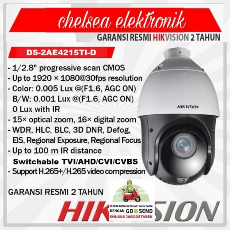 Promo Hikvision Speed Dome Ptz 2 Mp 15x Zoom Ir 100m Garansi Resmi Diskon 23% Di Seller ...