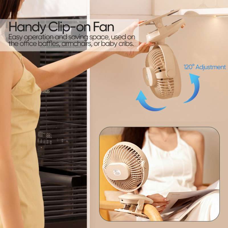 Promo Desktop Clamp Fan 5000 Mah Nightlamp / Speed Knob - White 1 ...