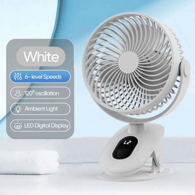 Promo Desktop Clamp Fan 5000 Mah Nightlamp / Speed Knob - White 1 ...