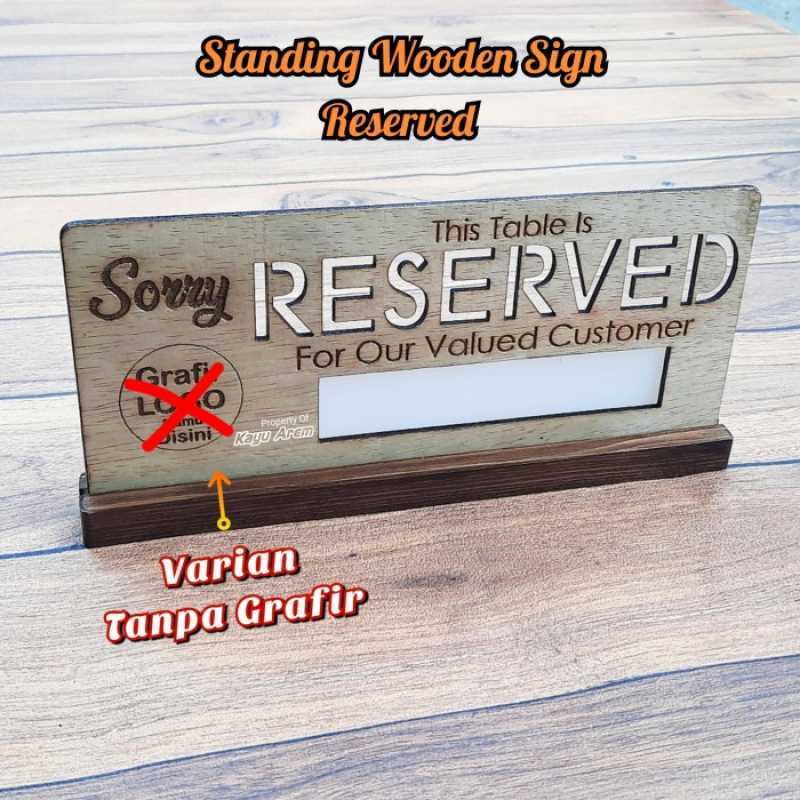 Jual Stand Reserved Meja / Sign Reserved Kayu Tanda Nama Cafe Custom ...