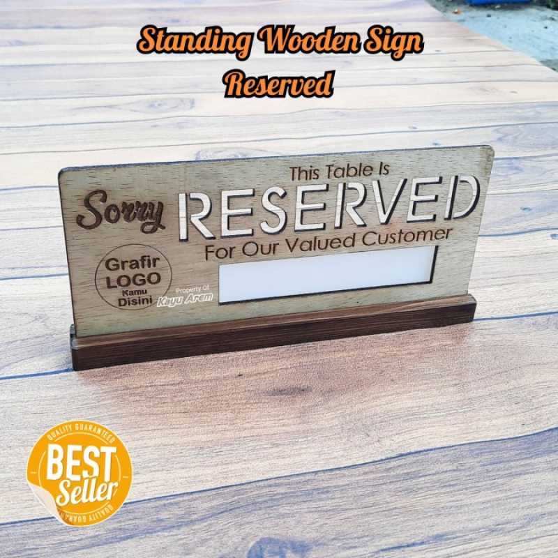 Jual Stand Reserved Meja / Sign Reserved Kayu Tanda Nama Cafe Custom ...
