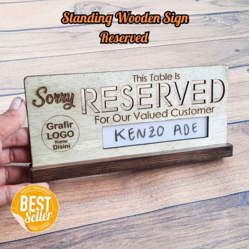 Jual Stand Reserved Meja / Sign Reserved Kayu Tanda Nama Cafe Custom ...