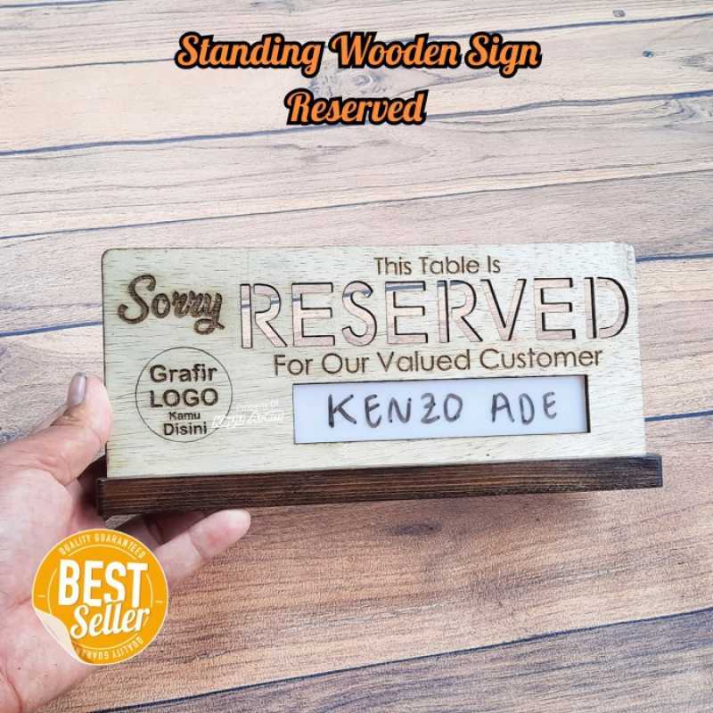 Jual Stand Reserved Meja / Sign Reserved Kayu Tanda Nama Cafe Custom ...