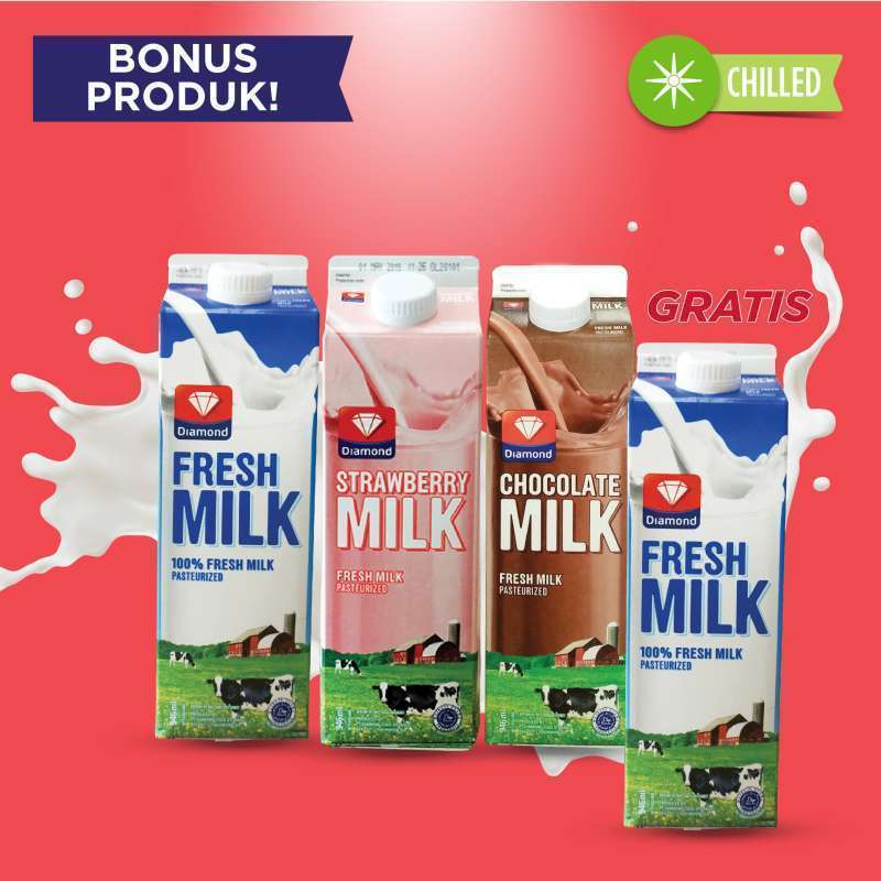 Promo Diamond Fresh Milk 946 Ml Plain, Chocolate, Strawberry, Plain ...