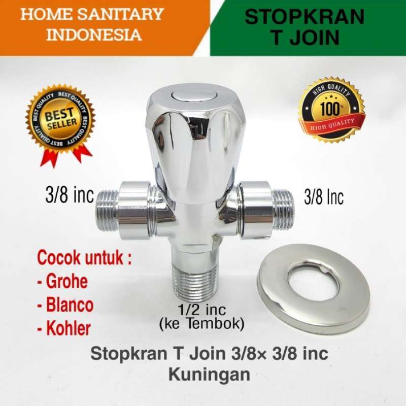 Promo Stopkran T 3/8 Ã— 3/8 Stop Keran T Join Kuningan Tebal Diskon 23% ...