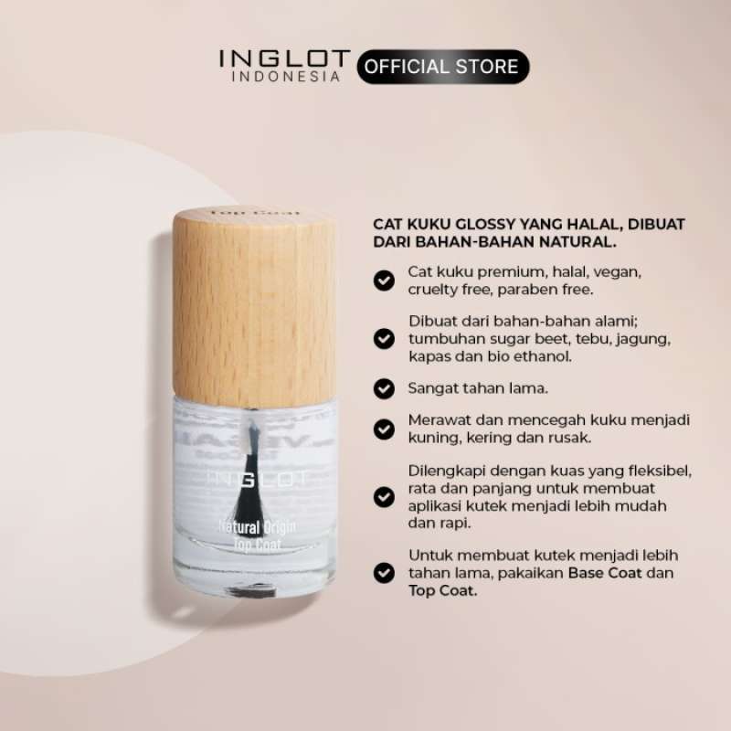 Promo Inglot Natural Origin Top Coat - Kutek Bening / Transparan, 8ml ...