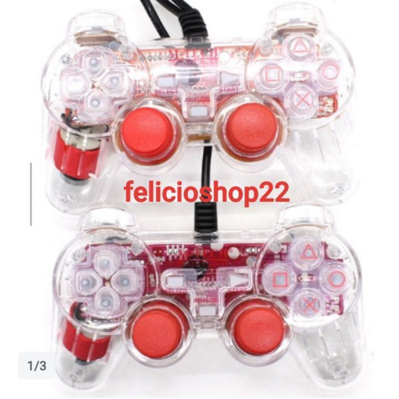 Promo Gamepad Joystick Usb Double Transparan Stick Ps Pc Mtech / M Tech ...