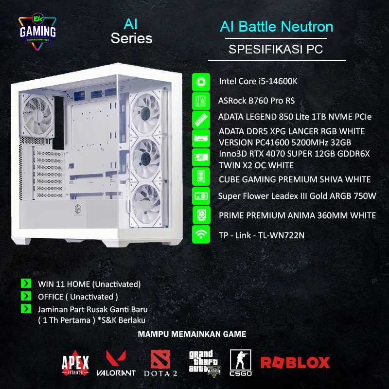 Promo Pc Rakitan Ek Ai Battle Neutron - Core I5 Rtx 4070 Super - Enter ...