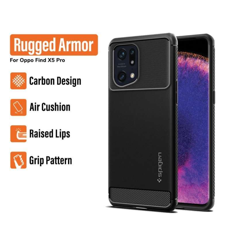Promo Case Oppo Find X5 Pro 5g Spigen Rugged Armor Carbon Softcase Casing Diskon 20% Di Seller ...