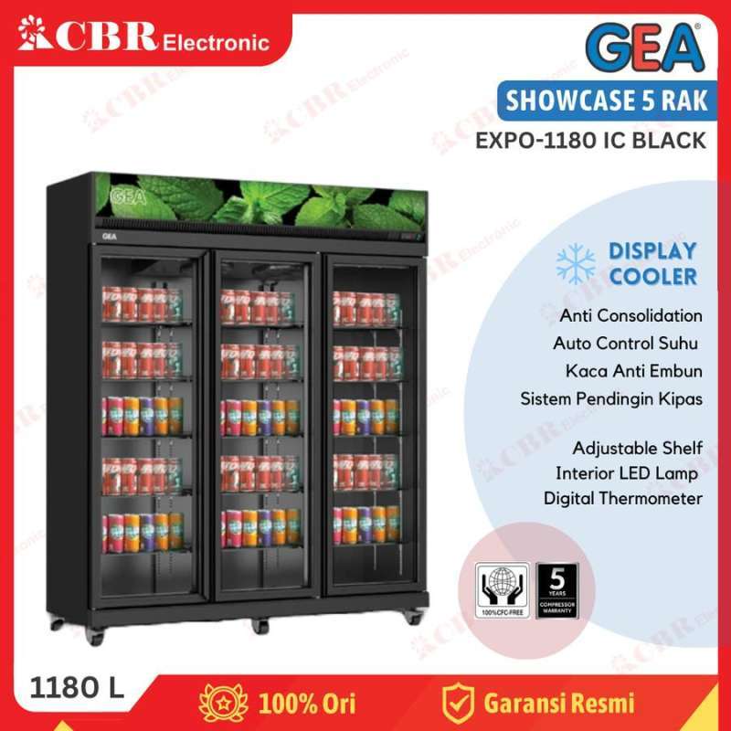 Jual Showcase Display Cooler Gea 5 Rak Expo-1180 Ic Black Di Seller Cbr ...